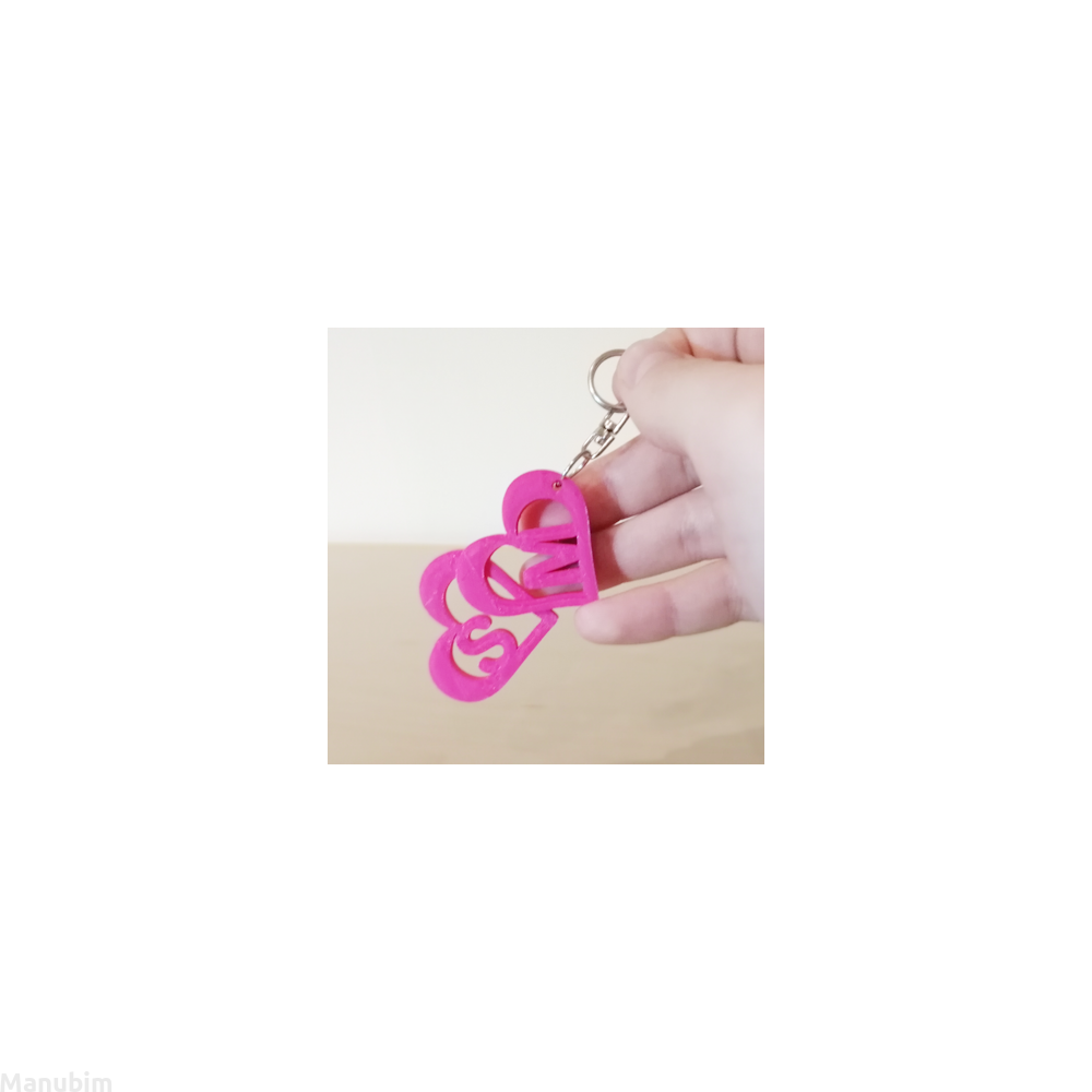 Heart-Shaped Keychain with Monograms - 3D printed gift