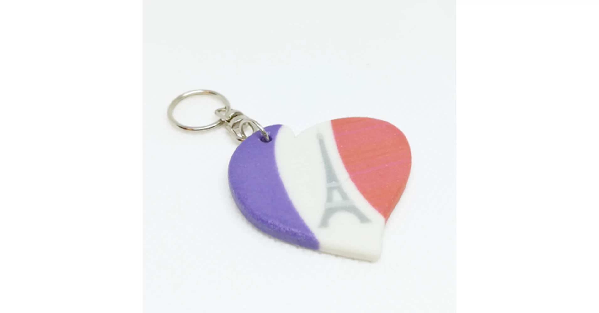 3D printed France Heart-shaped keychain - with custom text option ...