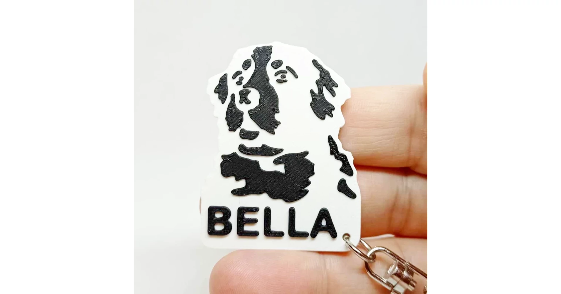 Bernese Mountain Dog Keychain with Name - 3D printed gift