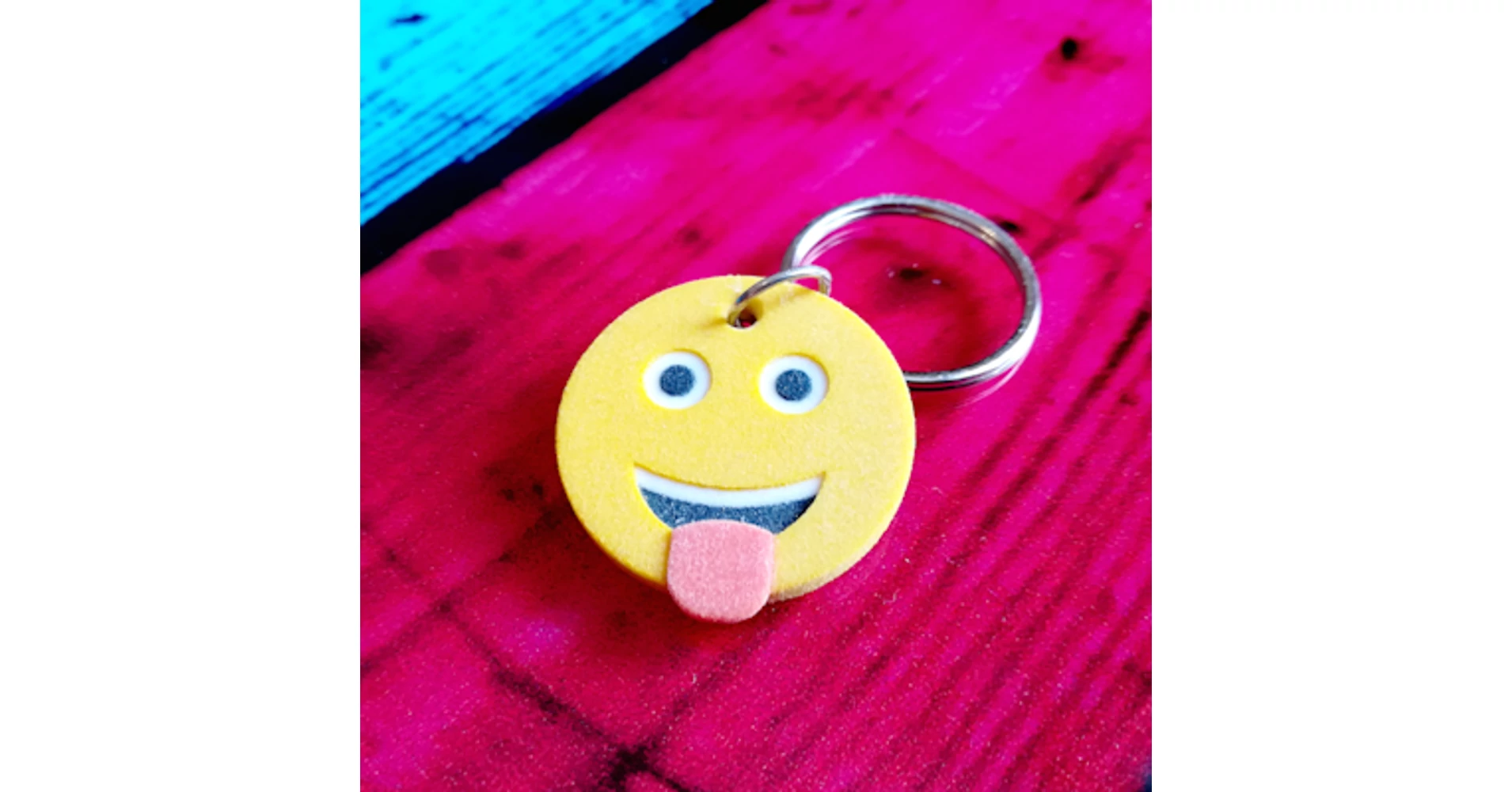 3D printed Face With Tongue Emoji Keychain - creative gift (DIY).