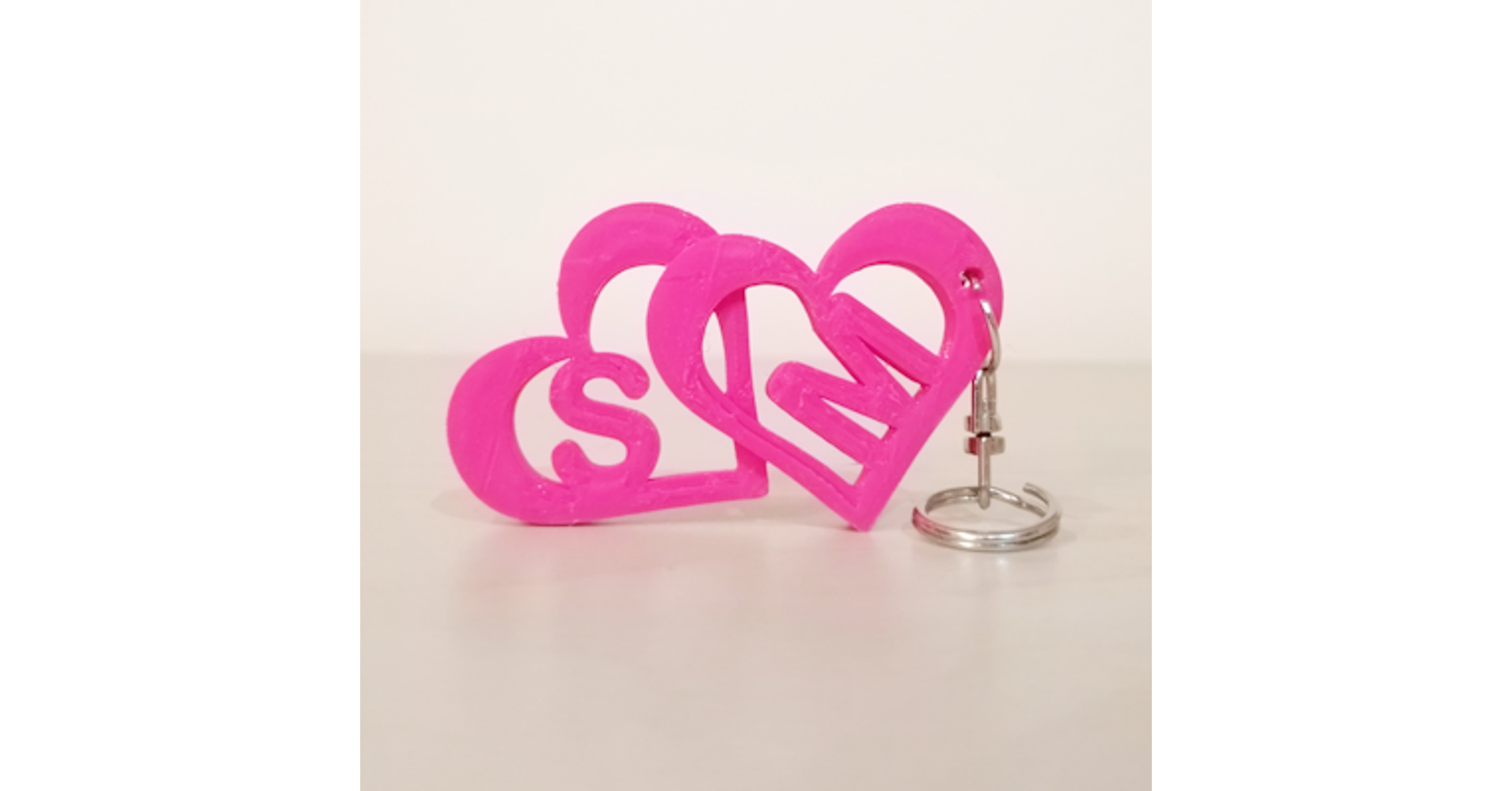Heart-Shaped Keychain with Monograms - 3D printed gift