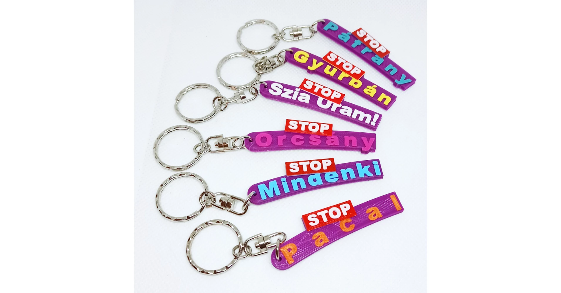 Stop Keychain with Custom Text and Color - 3D printed product