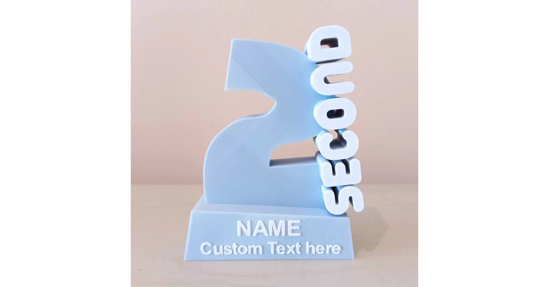 2nd Place Trophy – Custom Engraving, Modern 3D Design